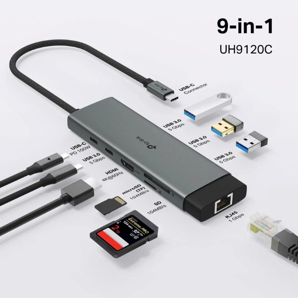 TP-LINK USB-C 9 PORT MULTIFUNCTION HUB UH9120C - Extreme Mobiles Ltd